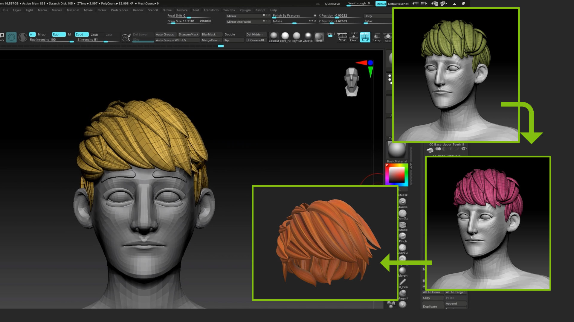 Hair Creation for CC Characters with Blender or ZBrush - PART 3 | CC ...