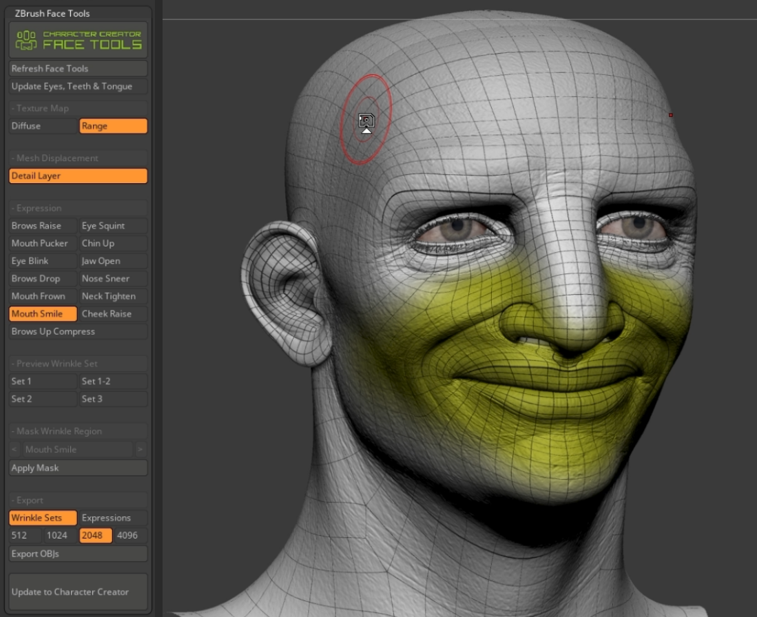 Easy Facial Rig in ZBrush with Face Tools (3/4): Expressions & Wrinkles ...