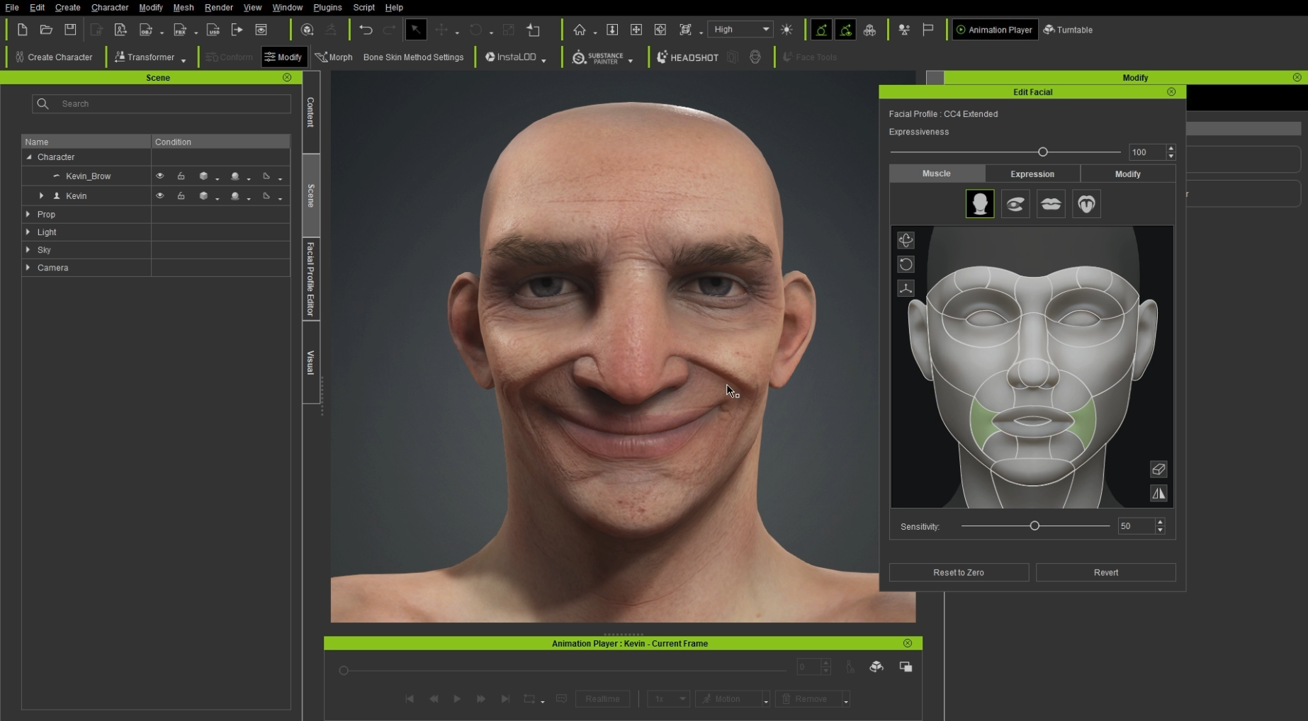 Easy Facial Rig in ZBrush with Face Tools (3/4): Expressions & Wrinkles ...