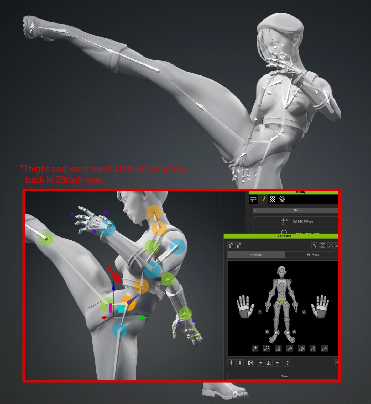 3D Sculpt of Street Fighter Cammy: Power posed with ZBrush Pose Tools ...