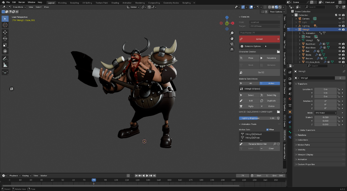 Creating a Stylized 3D Viking with Ease using CC4 and Blender Auto Setup - Reallusion Magazine